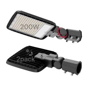 2pack 200w led parking lot lighting 30000lm 5000k led pole lights outdoor with dusk to dawn, led parking lot lights outdoor pole mount-𝟳𝗬𝗿𝘀 𝗪𝗮𝗿𝗿𝗮𝗻𝘁𝘆 (coverage: 55~75ft at height:25~35ft)