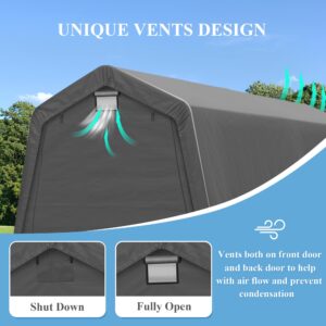 7x12 Ft Outdoor Storage Shelter, Waterproof Portable Storage Shed with Roll-up Zipper Door and Ventilated Windows for Motorcycle, Bike, Tools