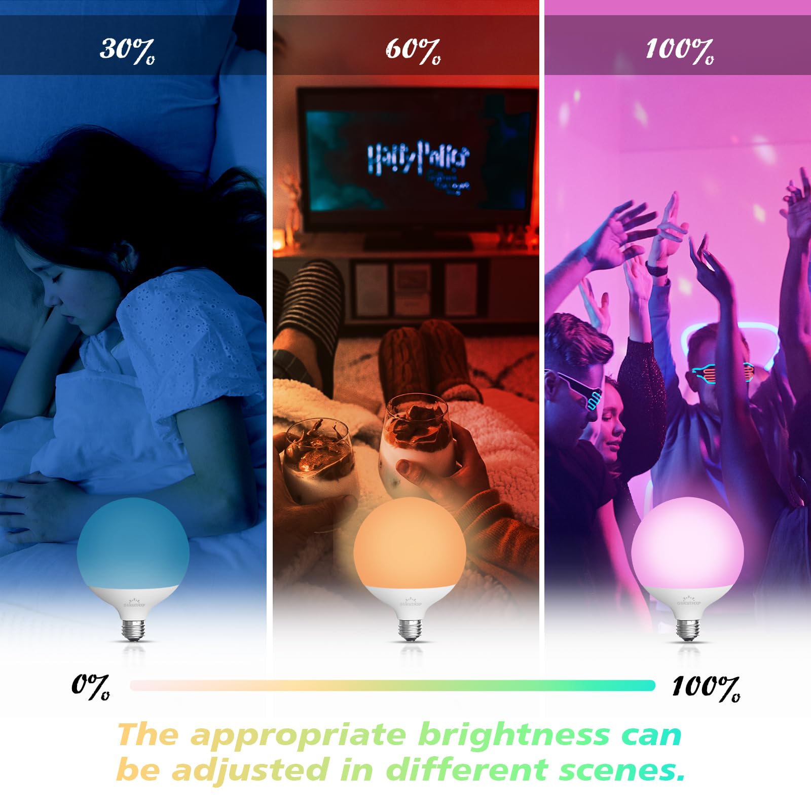 Color Changing LED Light Bulb, Bluetooth Light Bulbs 15W Equivalent 150W, Dimmable Light Bulbs E26 Compatible Mobile APP & Remote Controller, With Tens of Millions of Colors And Multiple Dynamic Modes