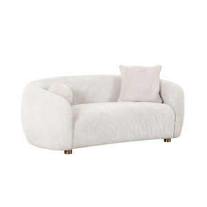 pasargad home zarina upholstered modern loveseat with 2 pillows included, ivory