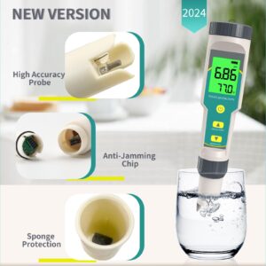 Yewhick Digital pH/TDS Meter with ATC Water pH Tester, 5 in 1 pH TDS EC Salinity Temp 0.01 Resolution, High Accuracy Water Quality Tester for Water, Wine, Pool, Aquariums