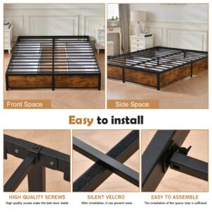 HCZCZX Queen Size Metal Bed Frame with Storage Drawers, no Box Spring Required, Easy to Assemble and noiseless (Queen)