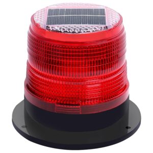 qxmh solar strobe warning light: strong magnetic base waterproof traffic light,solar safety flashing led lamp for construction, traffic, factory, safety sign, crane tower, boat navigation (red)