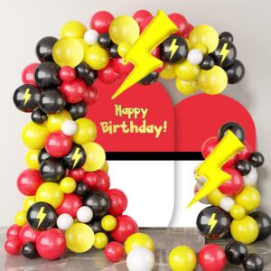 red black yellow birthday party decorations - 123 pcs cartoon game balloon garland arch kit, cartoon theme latex balloon arch for cartoon ball baby shower birthday party supplies (red)