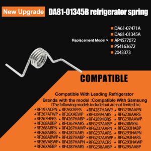 Upgraded DA81-01345B French Refrigerator Door Spring Compatible With Samsung GE Fridge RF18HFENBSR RF217ACBP RF217ACPN RF217ACRS RF267AEBP Etc Models Replace WR02X12650 DA81-01345A Spring - 2 Pack