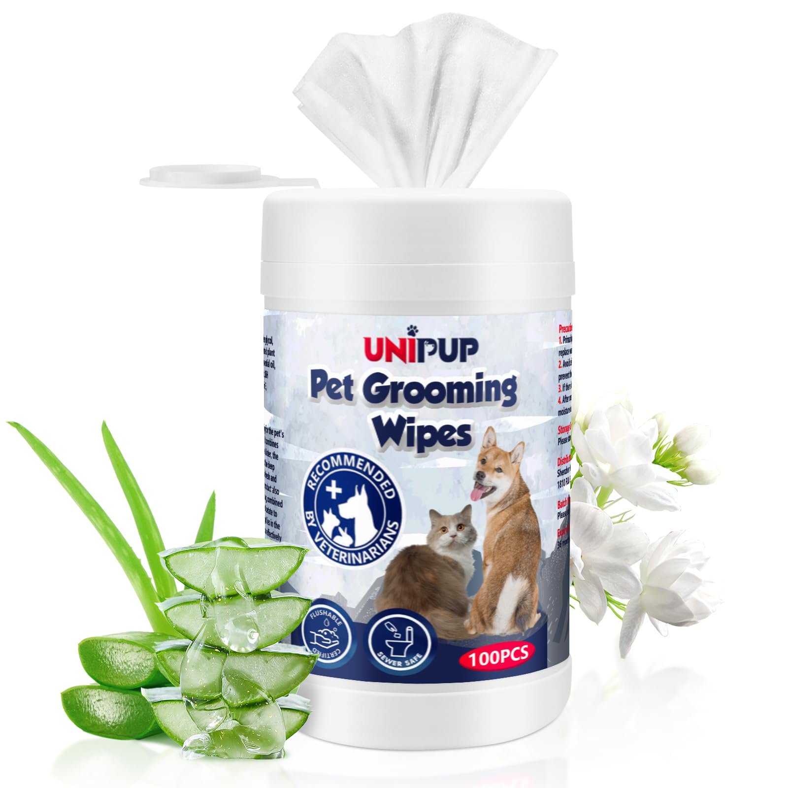 UNIPUP Dog Anal Gland Deodorizing Cleansing Dog Wipes -Beneficial to Relieve Anal Gland Irritation, Eliminate Bad Odors, Relieve Pain and Itch, Gentle Grooming Wipes for Dogs and Cats - 100pcs