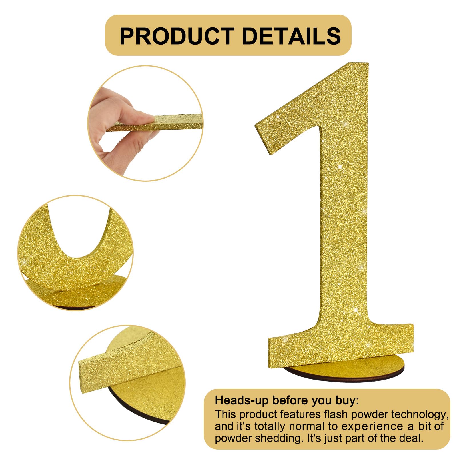 TONIFUL 11.8 Inch Gold Glitter Numbers Table Centerpieces 0-9 Birthday Party Decorations,Shining Gold Digital 1 for Birthday Party,Wedding,Bridal Shower,Engagement,Photo Shoot,Anniversary