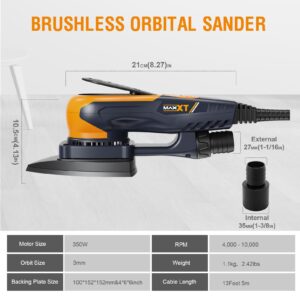 MAXXT Mouse Sander, 350W Sander Tool with Advanced Dust Collection System, Low Vibration Detail Sander for Efficient Woodworking, Tight Spaces Sanding, and Polishing