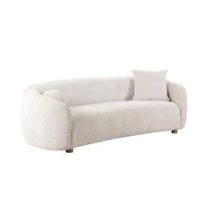 pasargad home zarina upholstered modern sofa with 2 pillows included, 94.5" w, ivory