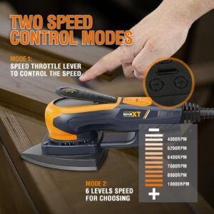 MAXXT Mouse Sander, 350W Sander Tool with Advanced Dust Collection System, Low Vibration Detail Sander for Efficient Woodworking, Tight Spaces Sanding, and Polishing