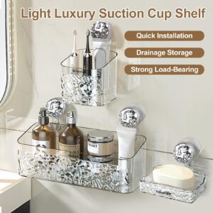 oewyrou 4pcs Clear Shower Caddy No Drill Clear Wall Caddy Suction Cup Luxury Suction Storage Rack Clear for Bathroom Kitchen