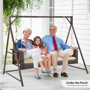 VINGLI 7 FT Rattan Porch Swing Stand, Patio Swing Frame Support 1200 LBS for Outdoors, Yard, Garden, Brown