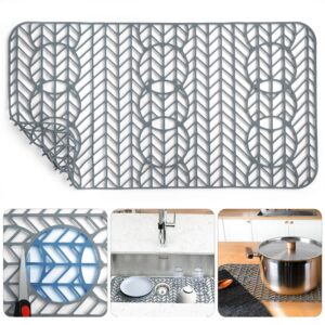 co-opting 28.2"x15" sink protectors for kitchen sink,silicone kitchen sink mat fit right/left/rear/center drain for bottom of farmhouse stainless steel/porcelain sink-with 9 can be sheared holes