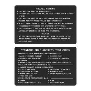 tgcnq miranda warning card - miranda rights card metal - engraved standard field sobriety test clues card for law enforcement officers