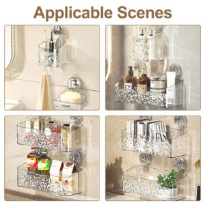 oewyrou 4pcs Clear Shower Caddy No Drill Clear Wall Caddy Suction Cup Luxury Suction Storage Rack Clear for Bathroom Kitchen