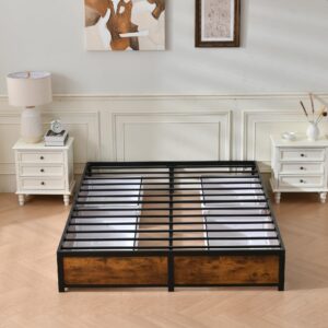 HCZCZX Queen Size Metal Bed Frame with Storage Drawers, no Box Spring Required, Easy to Assemble and noiseless (Queen)