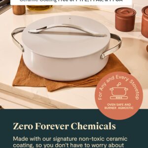 Caraway Rondeau - 6 Qt Non-Stick Pan with Lid - Free From Forever Chemicals - Perfect for Searing, Braising, & Roasting - Marigold