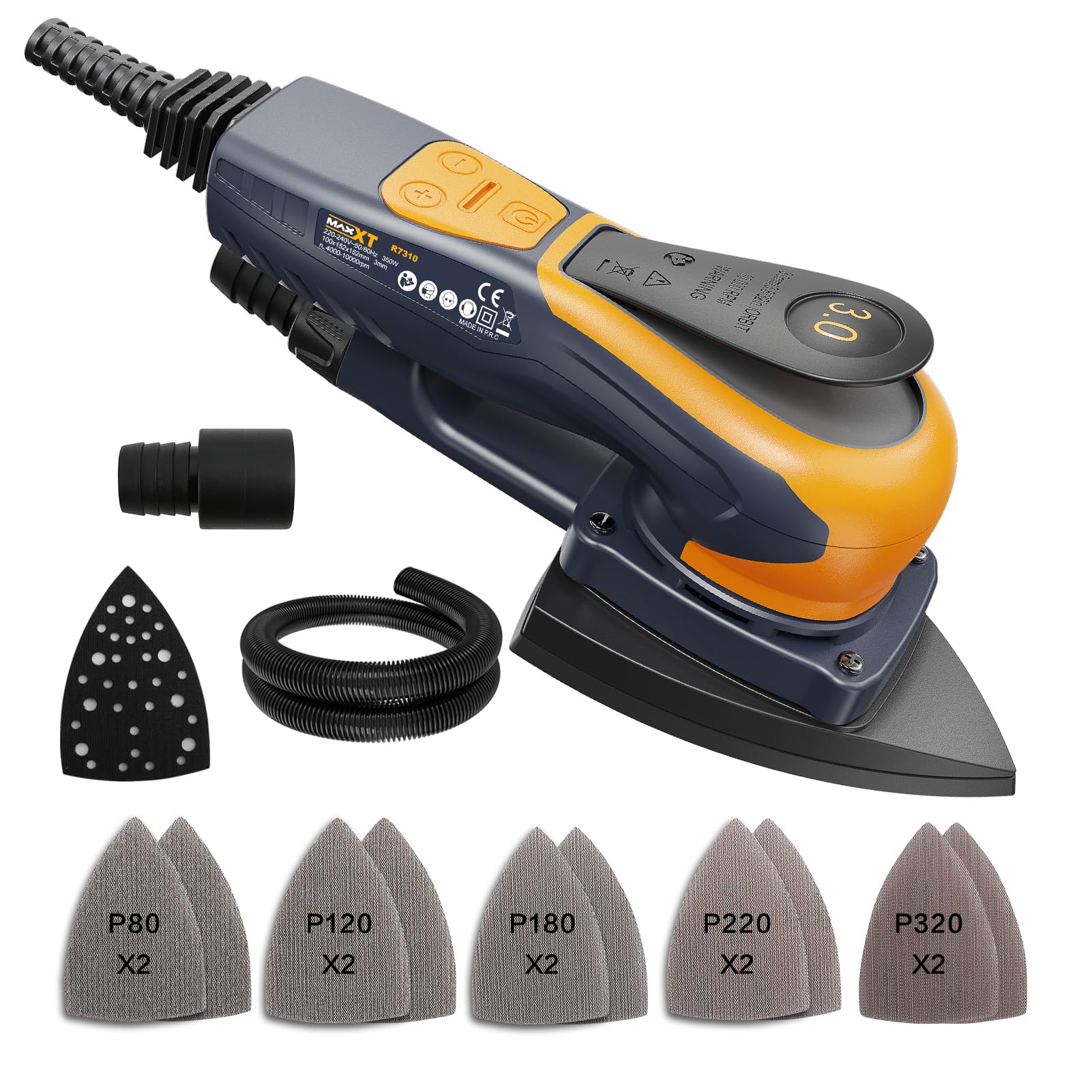 MAXXT Mouse Sander, 350W Sander Tool with Advanced Dust Collection System, Low Vibration Detail Sander for Efficient Woodworking, Tight Spaces Sanding, and Polishing