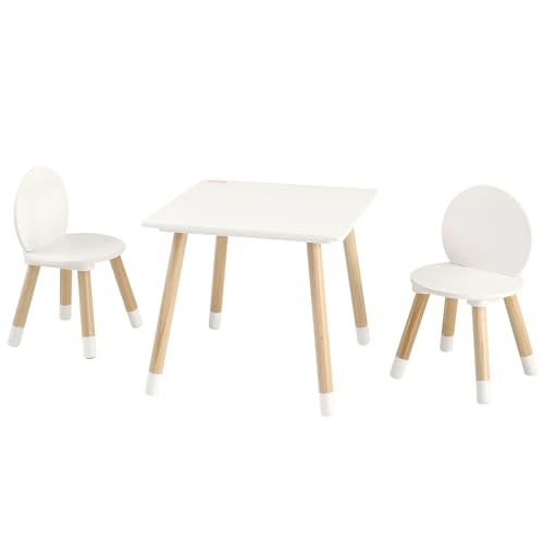 VEVOR Kids Table and Chairs, Toddler Table and Chair Set, Children Wooden Multi-Activity Table for Play, Art, Craft, Reading, Learning, Eating, 1 Table and 2 Chairs