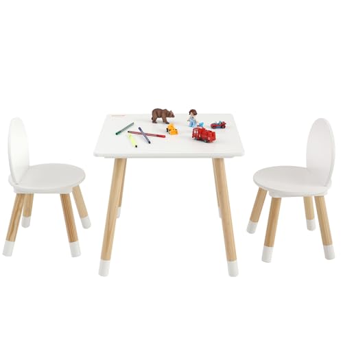 VEVOR Kids Table and Chairs, Toddler Table and Chair Set, Children Wooden Multi-Activity Table for Play, Art, Craft, Reading, Learning, Eating, 1 Table and 2 Chairs