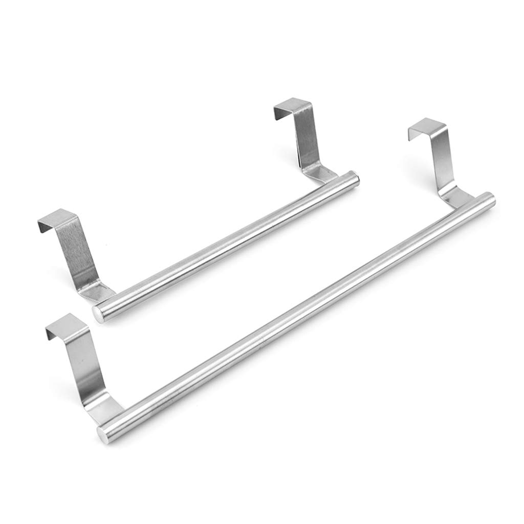 DGFJY Bathroom Towel Robe Rack Stainless Steel Towel Bar Kitchen Dish Cloths Hanger Home Door Hanging Holder Rustproof Over The Door Towel Rack, white, Silver