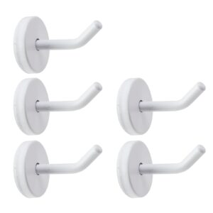 my mironey 5pcs white coat hooks stainless steel robe hook hardware wall mount towel hangers with screws for bathroom, bedroom, livingroom, closets (1.89")