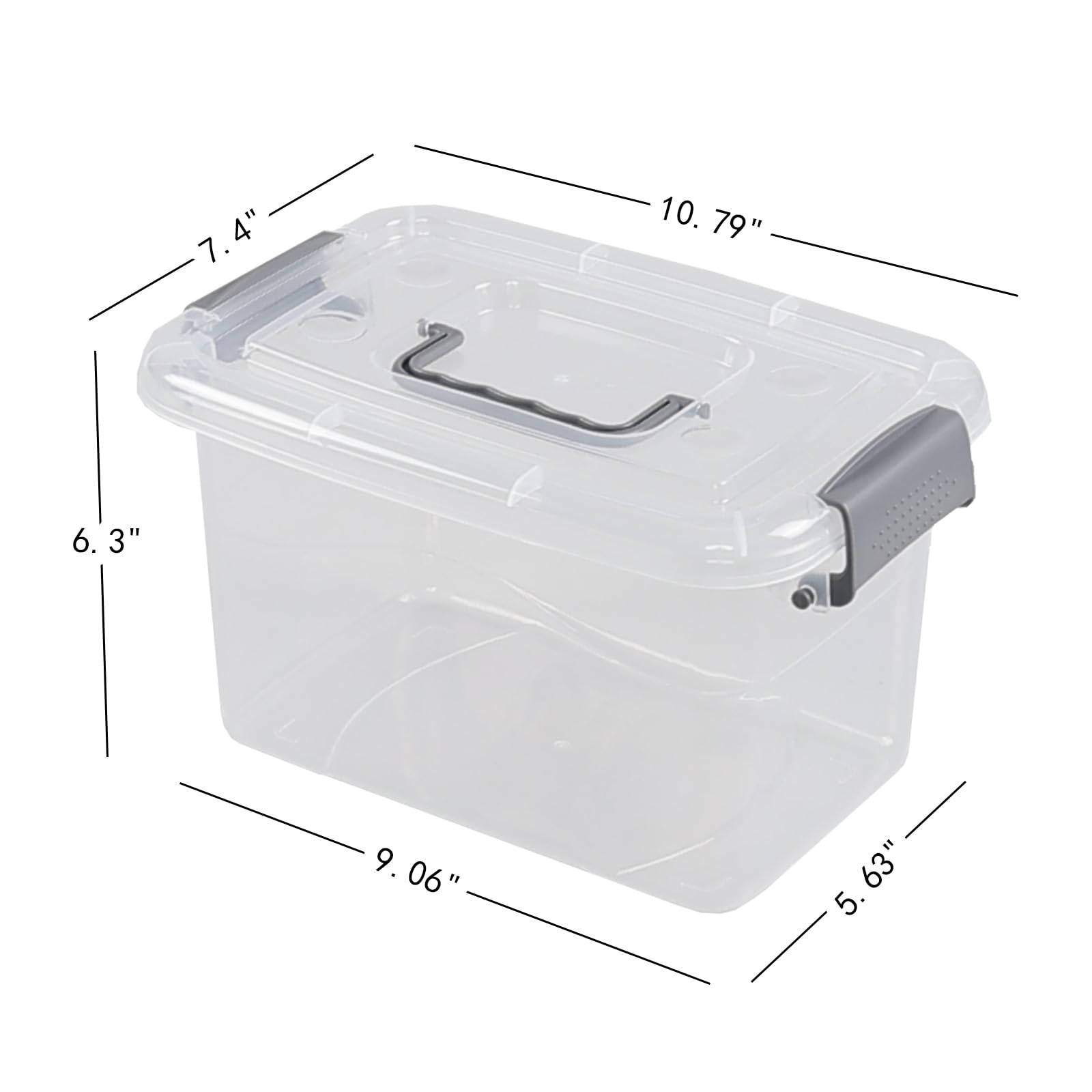 Ggbin 4-Pack 5 Quart Clear Plastic Storage Bins, Latching Storage Box with Handle