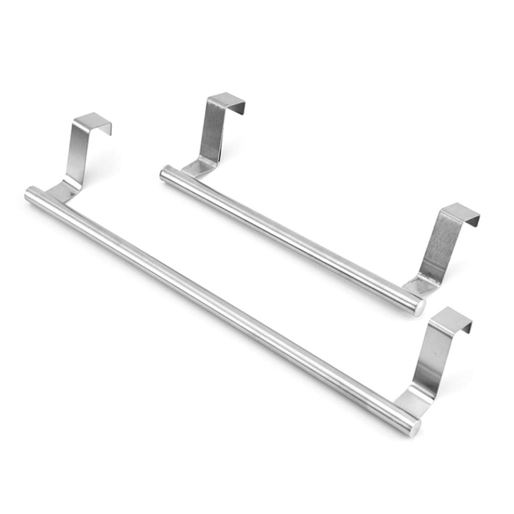 DGFJY Bathroom Towel Robe Rack Stainless Steel Towel Bar Kitchen Dish Cloths Hanger Home Door Hanging Holder Rustproof Over The Door Towel Rack, white, Silver