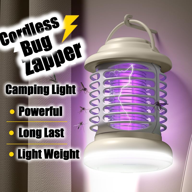 Rechargeable Bug Zapper Indoor & Outdoor Cordless | Electric Mosquito Zapper with 3 Mode | Portable Fly Zapper for Home Patio Camping Backyard Garden Trap