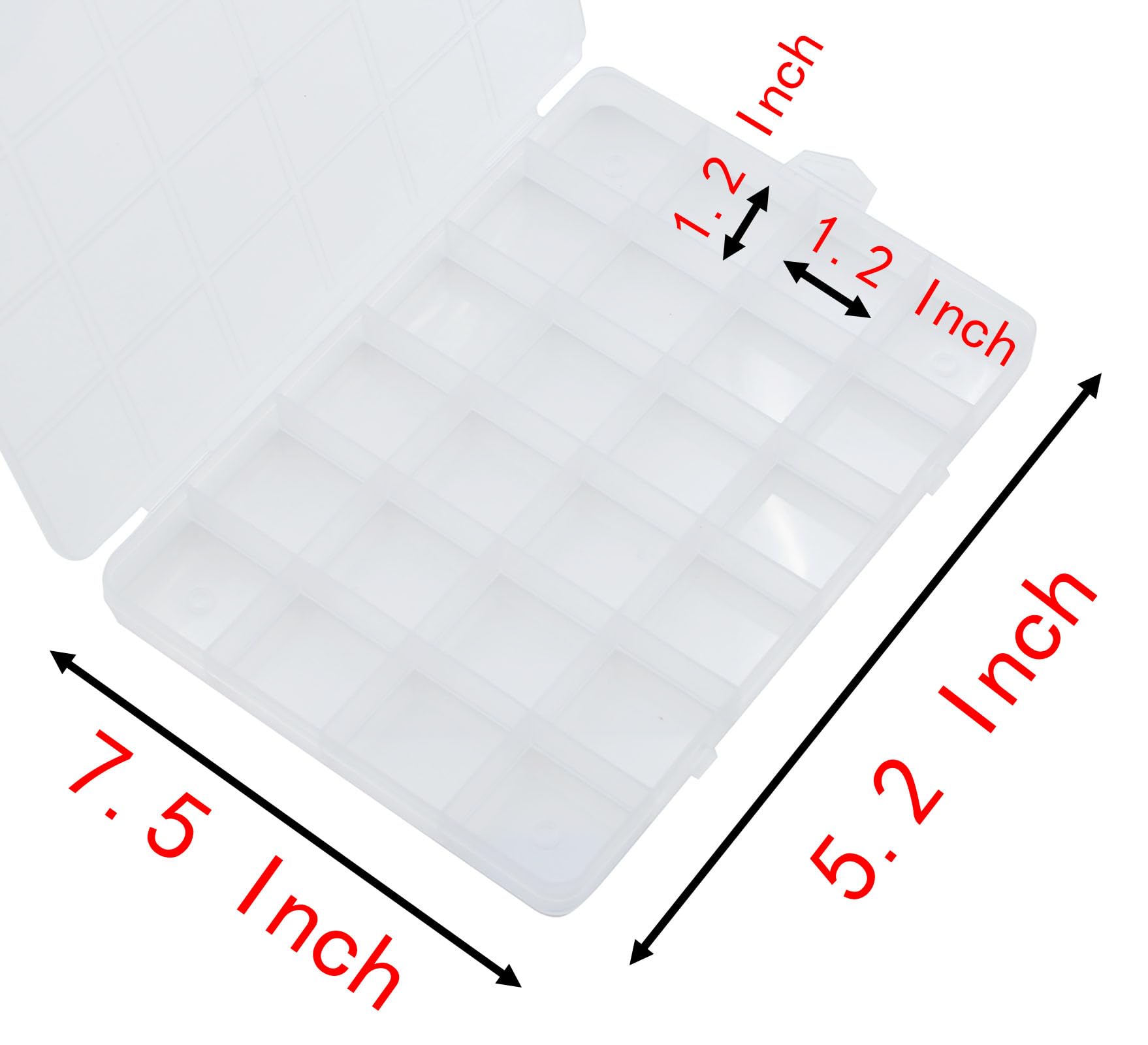 YIKANGHENG 25 Grids 7.5 Inch x 5.2 Inch Fixed Clear Plastic Jewelry Organizer Storage Box Jewelry Earring Tool Containers (1)