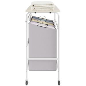 VEVOR 3-Section Laundry Sorter Cart with Ironing Board, Laundry Hamper with Heavy Duty Lockable Wheels and 3 Removable Bag, Rolling Laundry Basket Sorter for Clothes Storage