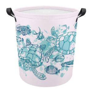 gactivity tropical fish and sea turtle laundry hamper,laundry basket,waterproof storage bin for bedroom,clothes organizer basket,toys box,room decor