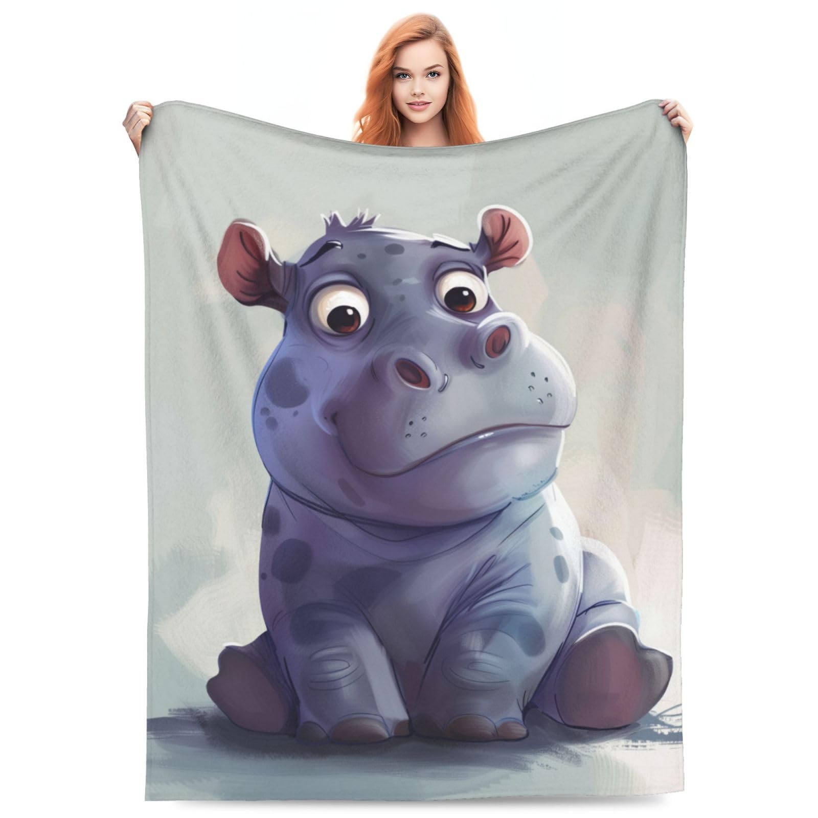 Turamurra Cute Hippo Blanket Gifts for Kids Girls Boys Soft Warm Lightweight Cozy Cartoon Animal Throw Blankets for Bed Sofa Living Room Couch Home Decor 50"x60"