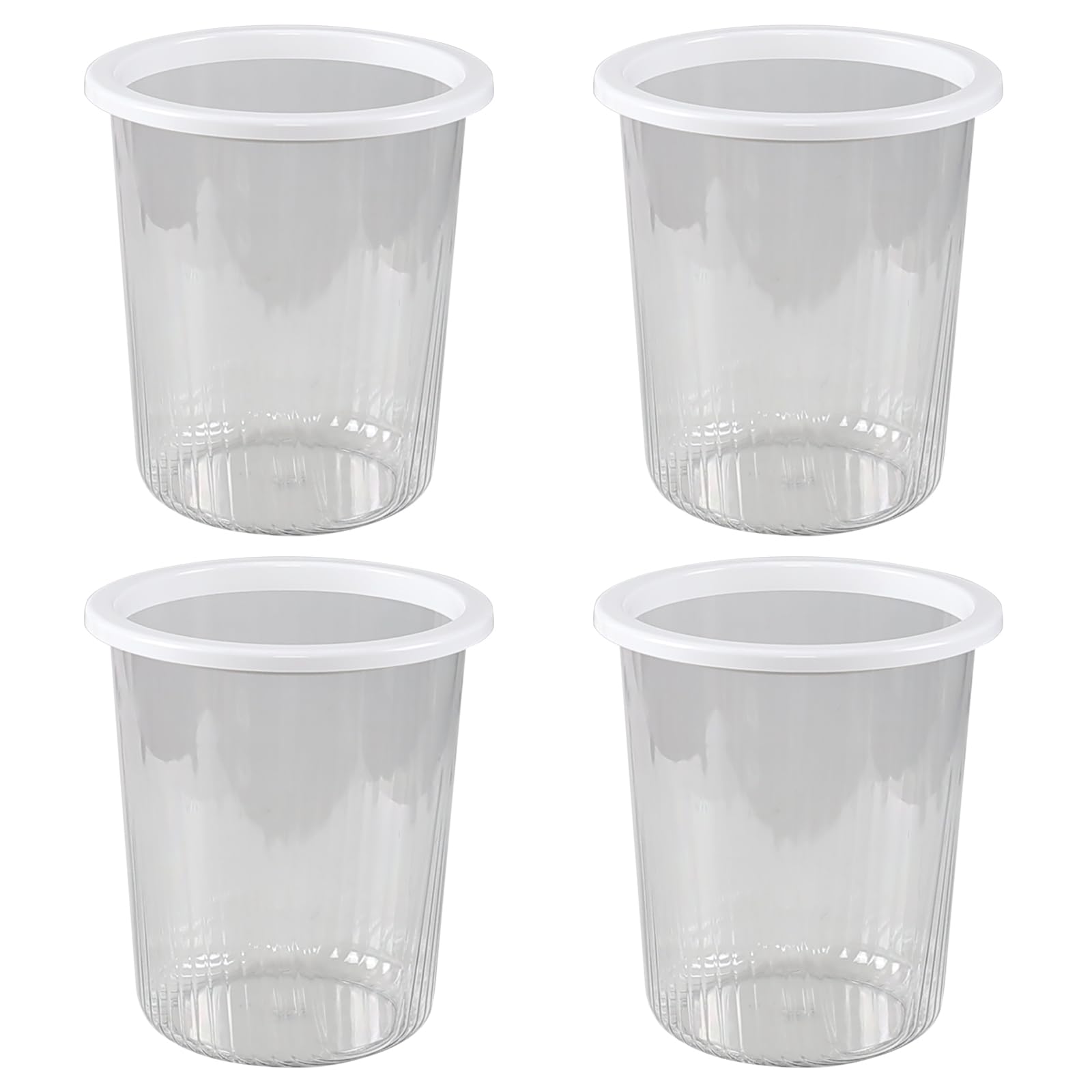 Begale 4-Pack 2.6 Gallon Acrylic Clear Round Wastebasket Trash Can, Plastic Round Garbage Container Bin for Bathroom, Bedroom, Kitchen, Office