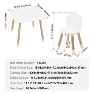 VEVOR Kids Table and Chairs, Toddler Table and Chair Set, Children Wooden Multi-Activity Table for Play, Art, Craft, Reading, Learning, Eating, 1 Table and 2 Chairs