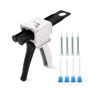 dispensing gun ab glue gun 50ml two-component glue gun 1:1 epoxy glue gun dispensing gun, suitable for 1:1double cartridges, with 8pcs mixing nozzle