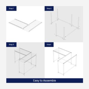 HMYHUM Acrylic Desk L Shaped, 50", Clear Corner Computer Desk for Home Office, Writing, Study, Modern, Easy Assembly