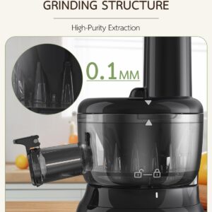 TUUMIIST Juicer Machines, Cold Press Juicer for Vegetable and Fruit with Upgraded Slow Juicing Technology, Powerful Motor and Reverse Function, Compact Size for Space-Saving Juicer, Black Gold