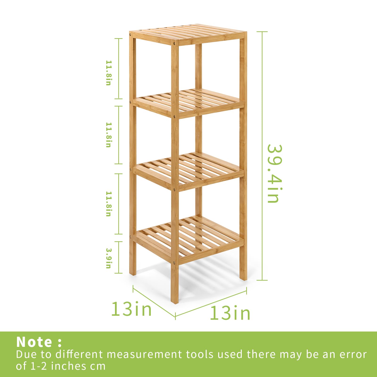 OUTREE 4-Tier Bamboo Shelf, Bamboo Bookshelf, Freestanding Storage Stand, Bathroom Storage Organizer for Living Room, Bedroom, Office, Bathroom, Study Room, Easy Assembly