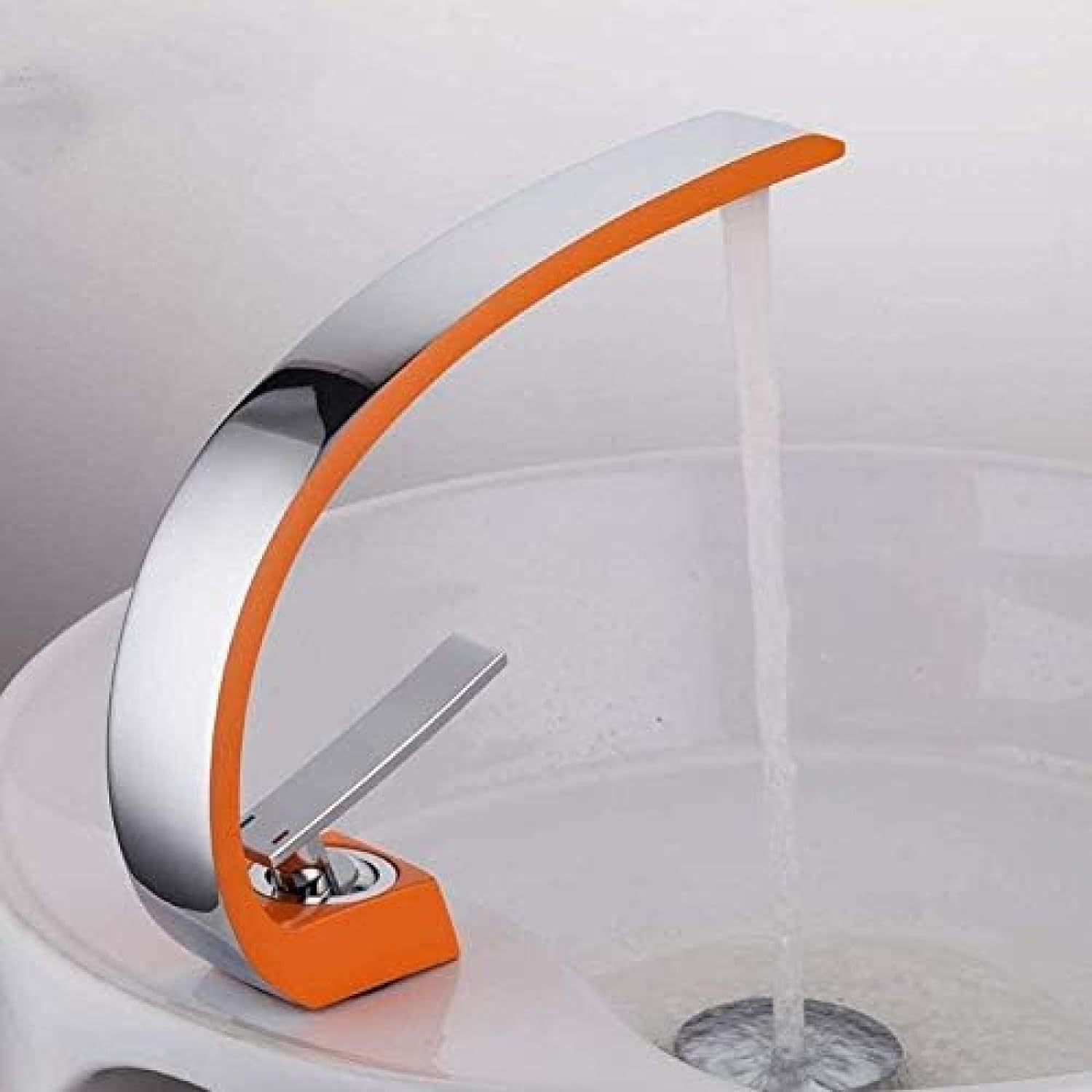 LaPhaL Kitchen Taps Kitchen Tap Kitchen Faucet Modern Home Chrome Brass Orange Bathroom Basin Faucet Mixer Tap Cold and Hot Water Faucets Sink Bath Mixer Tap, Vanity Faucets, HRT05