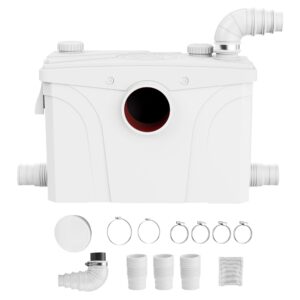 800W Macerator Pump, Macerating Pump for Basement with 4 Water Inlets for Macerator Toilet System