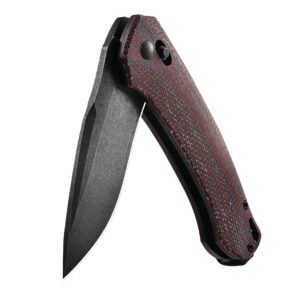 cohesion pocket knives & folding knives - d2 steel blade micarta handle reversible pocket clip, edc knife for camping