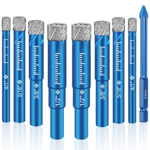 9 pack premium diamond drill bit set - versatile tools for precise drilling on porcelain, ceramic, glass, marble, and more