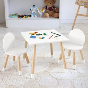 VEVOR Kids Table and Chairs, Toddler Table and Chair Set, Children Wooden Multi-Activity Table for Play, Art, Craft, Reading, Learning, Eating, 1 Table and 2 Chairs