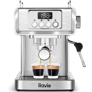 ilavie espresso machine 20 bar, professional espresso maker cappuccino machine with steam milk frother, stainless steel espresso coffee machine with 61oz removable water tank, for home office dad mom