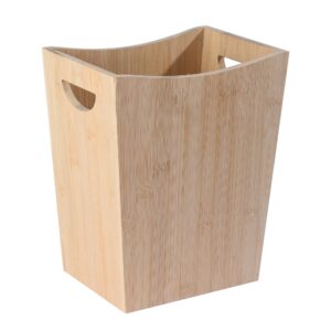 bamboo trash can，11.8" x 9.8" x 6"small waste basket with handles，wooden trash cans are suitable for offices, bedrooms, kitchens, and bathrooms