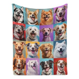 naniopick happy dogs print throw blanket 350 gsm puppy blanket throw gifts for kids baby girls boys pet breathable fluffy flannel blanket for sofa couch birthday graduation 50x60in