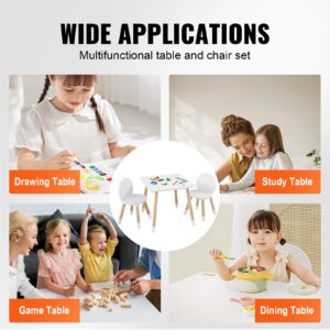 VEVOR Kids Table and Chairs, Toddler Table and Chair Set, Children Wooden Multi-Activity Table for Play, Art, Craft, Reading, Learning, Eating, 1 Table and 2 Chairs