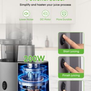 Juicer Machines Vegetable and Fruit, FOHERE Cold Press Juicer Extractor Fit Whole Fruits & Vegetables with 4.72" Wide Mouth Easy to Clean, Slow Masticating Juicer with Quiet Motor, Reverse Function