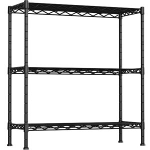 3-shelf adjustable heavy duty storage shelves,36"wx14"dx35.8"h metal organizer wire rack for laundry bathroom kitchen pantry closet garage shelving black